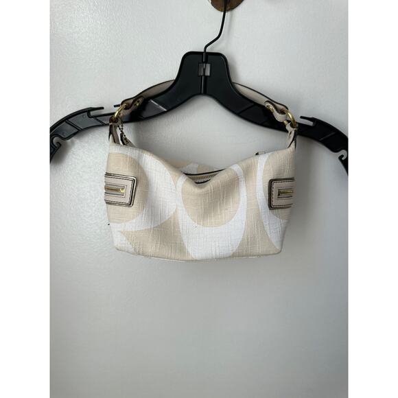 Coach | Bags | Coach Cream Fabric Monogram Mini Bag | Poshmark